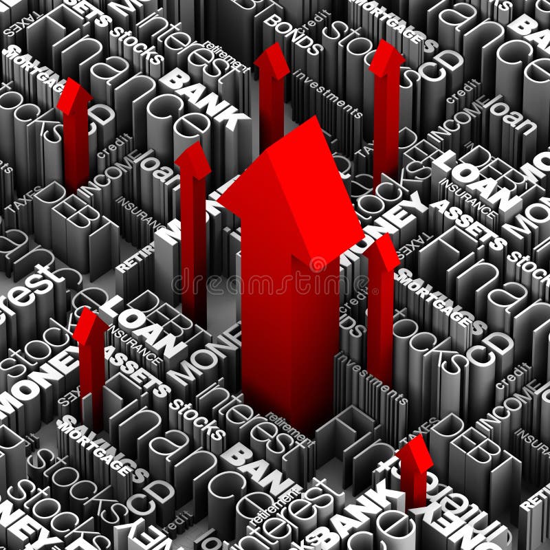 Financial Words - Red Arrows Up Stock Illustration - Illustration of ...