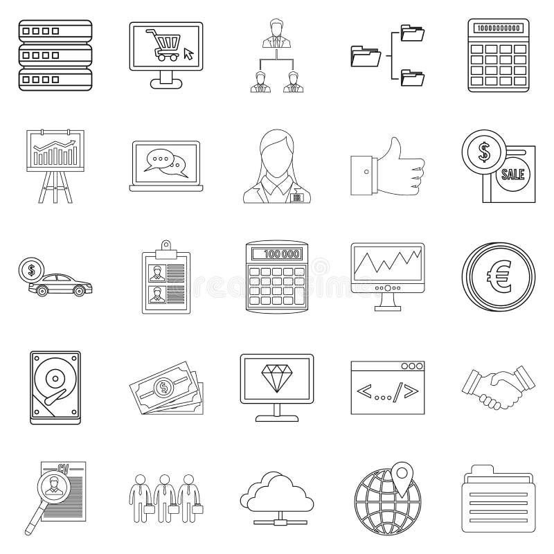 Financier Icons Set, Outline Style Stock Vector - Illustration of ...