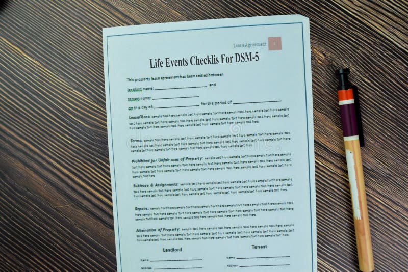 Financing Concept of Life Events Checklist for DSM-5 Write on Paperwork ...