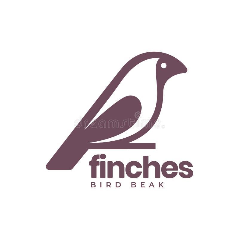 Finches Bird Perched Branch Tree Modern Simple Flat Mascot Logo Design ...