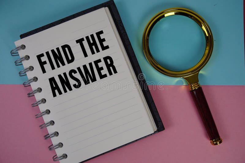 Find the Answer Text Written on Notebook Paper with Magnifying Glass ...