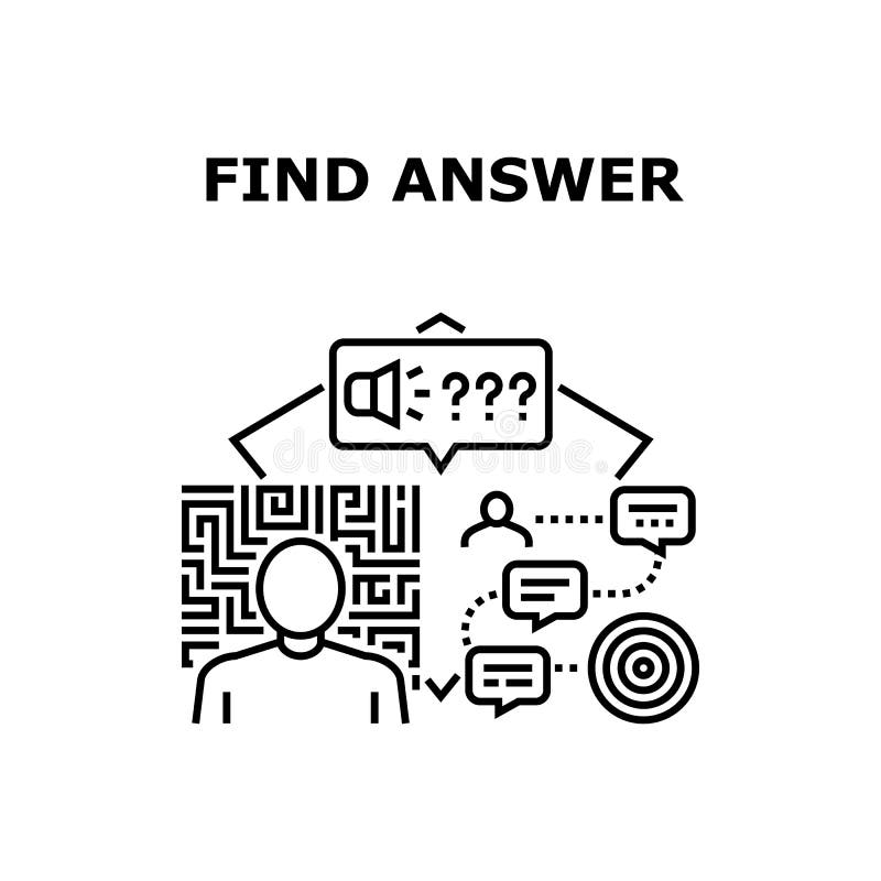Find Answer Vector Concept Black Illustration Stock Vector ...