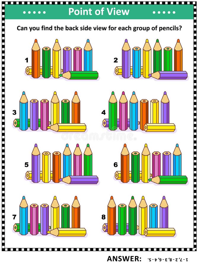 Find Back Side View Visual Math Puzzle with Building Blocks Objects ...