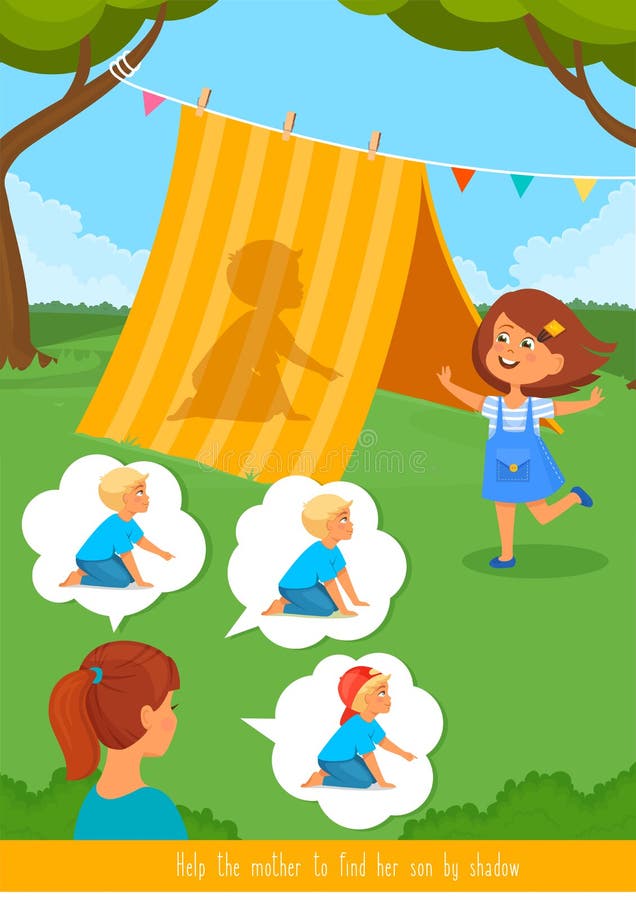 Find a boy by shadow stock vector. Illustration of child - 148615390