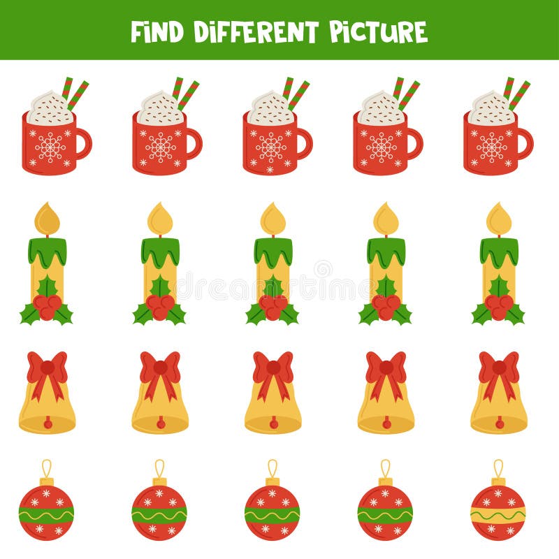 Find Christmas Element Which is Different from Others. Worksheet for ...