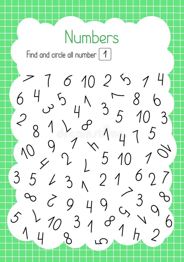 Find and Circle Number One Simple Educational Activity for Children ...