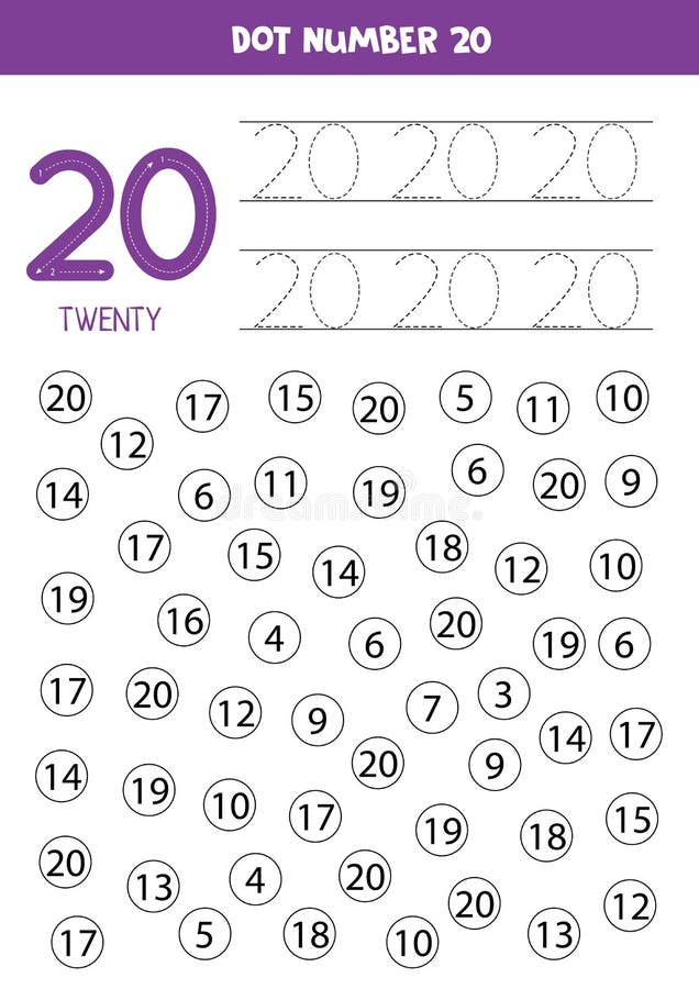 Find and Color Number 20. Math Game for Kids Stock Vector ...