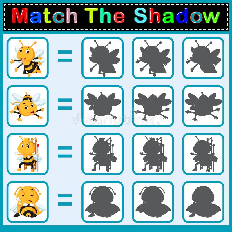 Find the Correct Shadow of the Bee Stock Vector - Illustration of ...