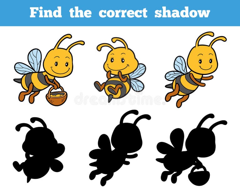 Find the Correct Shadow about Bees Stock Vector - Illustration of ...