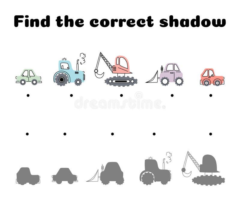 Find the Correct Shadow of the Car. Educational Logical Game for Kids ...