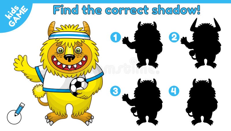 Find the Correct Shadow Cartoon Monster-6 Stock Vector - Illustration ...