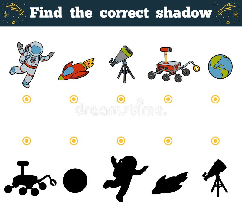Find the Correct Shadow for Children. Space Objects Stock Vector ...
