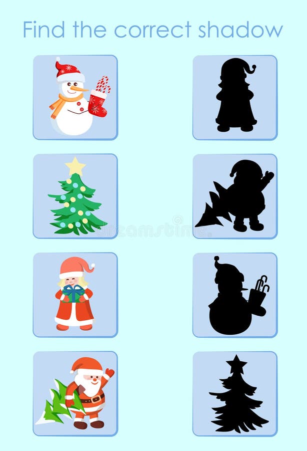 Find the Correct Shadow of the Christmas Characters. Worksheet Stock ...