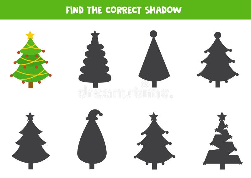 Find the Correct Shadow of Christmas Fir Tree. Stock Vector ...