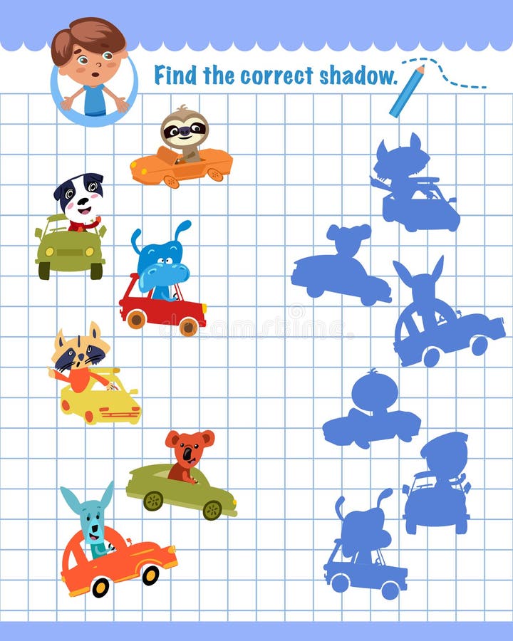 Find the Correct Shadow. Connect Pictures. Game for Children. Activity ...