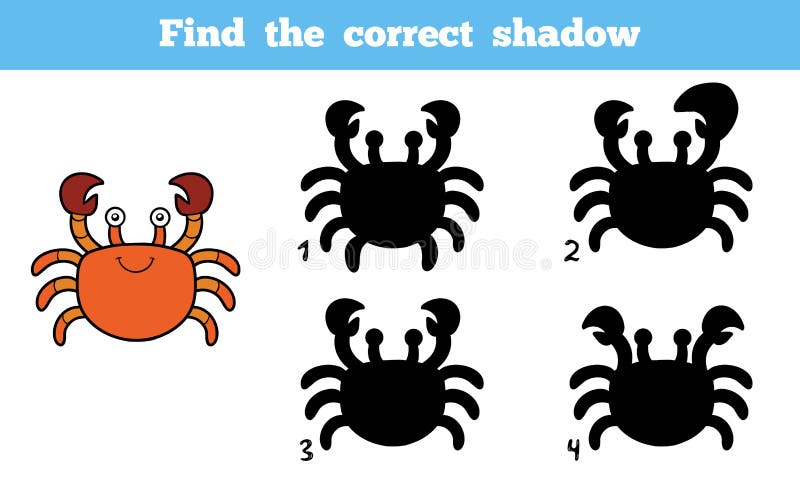 Find the Correct Shadow (crab) Stock Vector - Illustration of preschool ...