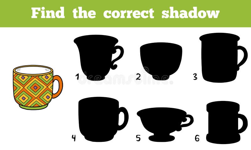 Find the Correct Shadow, Cup Stock Vector - Illustration of educational ...