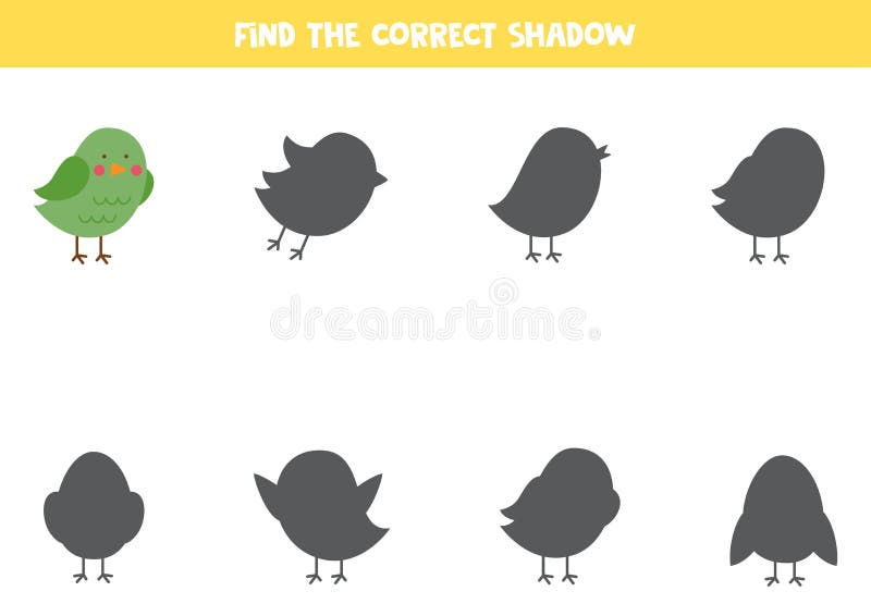 Find the Correct Shadow of Cute Bird. Logical Puzzle for Kids. Stock ...