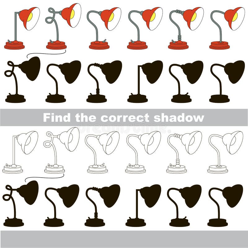 Find Correct Shadow for Each Object, the Set Game. Stock Vector ...