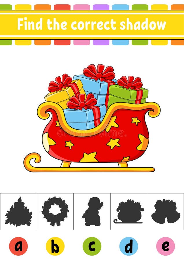 Find the Correct Shadow. Education Developing Worksheet. Christmas ...