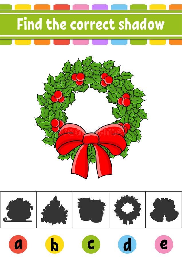 Find the Correct Shadow. Education Developing Worksheet. Christmas ...