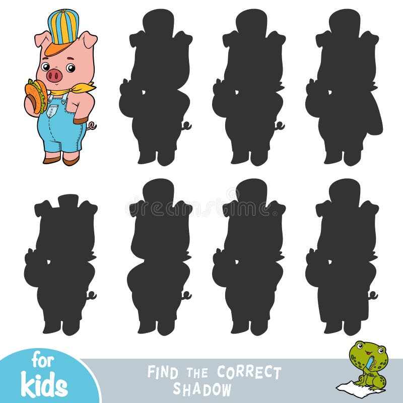 Find the Correct Shadow, Education Game for Children, Pig with a ...