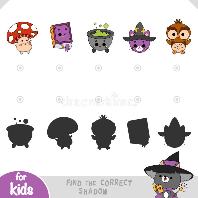 Find the Correct Shadow, Education Game for Kids, Set of Halloween ...