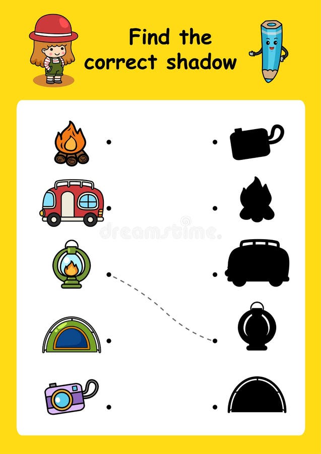 Find the Correct Shadow Education Game for Children Stock Vector ...