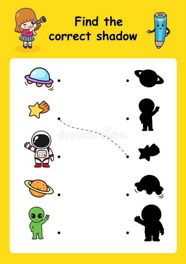 Find the Correct Shadow Education Game for Children Stock Vector ...