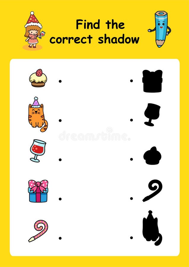 Find the Correct Shadow Education Game for Children Stock Vector ...
