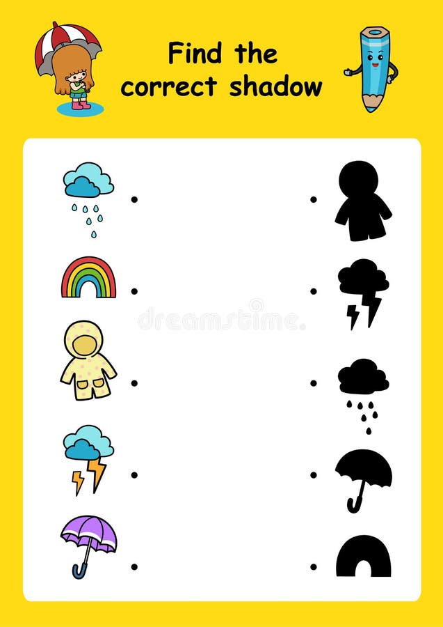 Find the Correct Shadow Education Game for Children Stock Vector ...