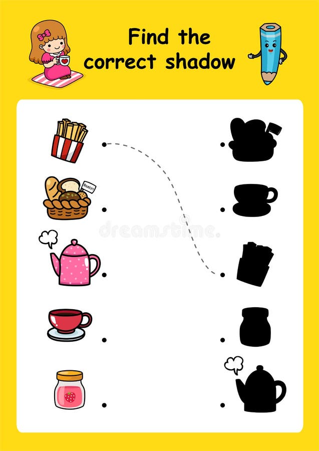 Find the Correct Shadow Education Game for Children Stock Vector ...