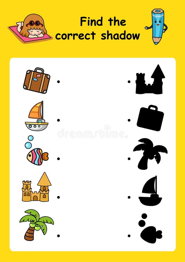 Find the Correct Shadow Education Game for Children Stock Vector ...