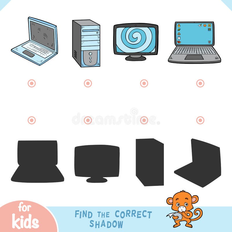 Find the Correct Shadow, Education Game for Children. Vector Set of ...