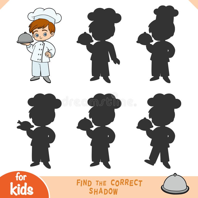 Find the Correct Shadow, Education Game for Kids, Chef Stock Vector ...