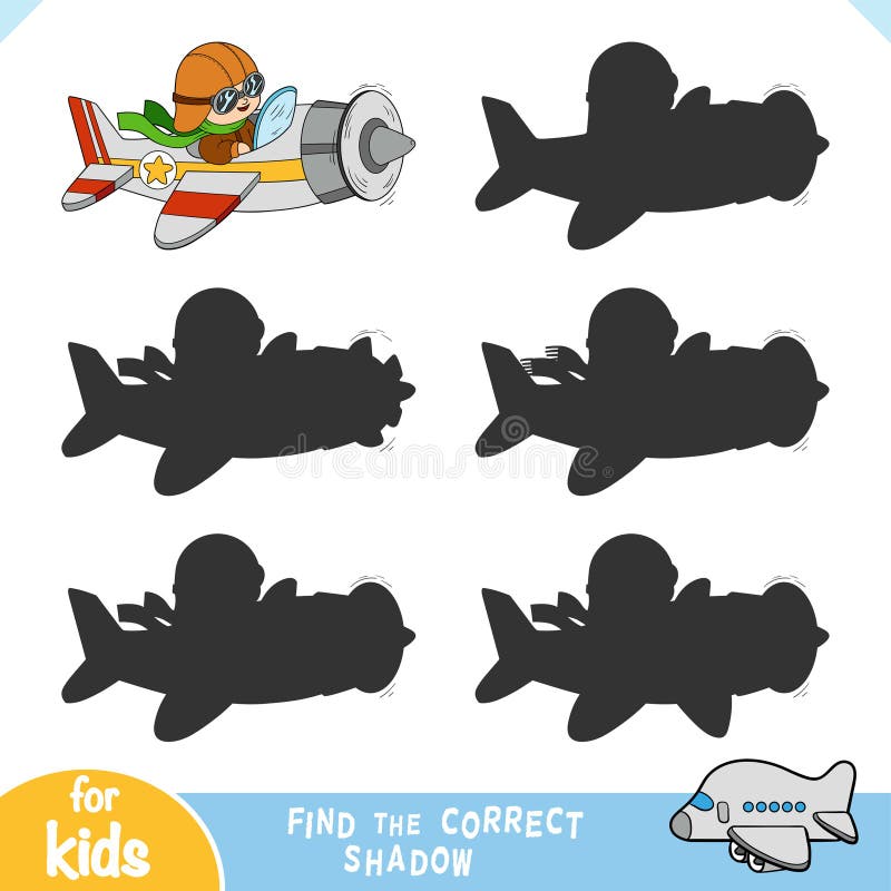 Find the Correct Shadow, Education Game for Kids, Pilot and Plane Stock ...