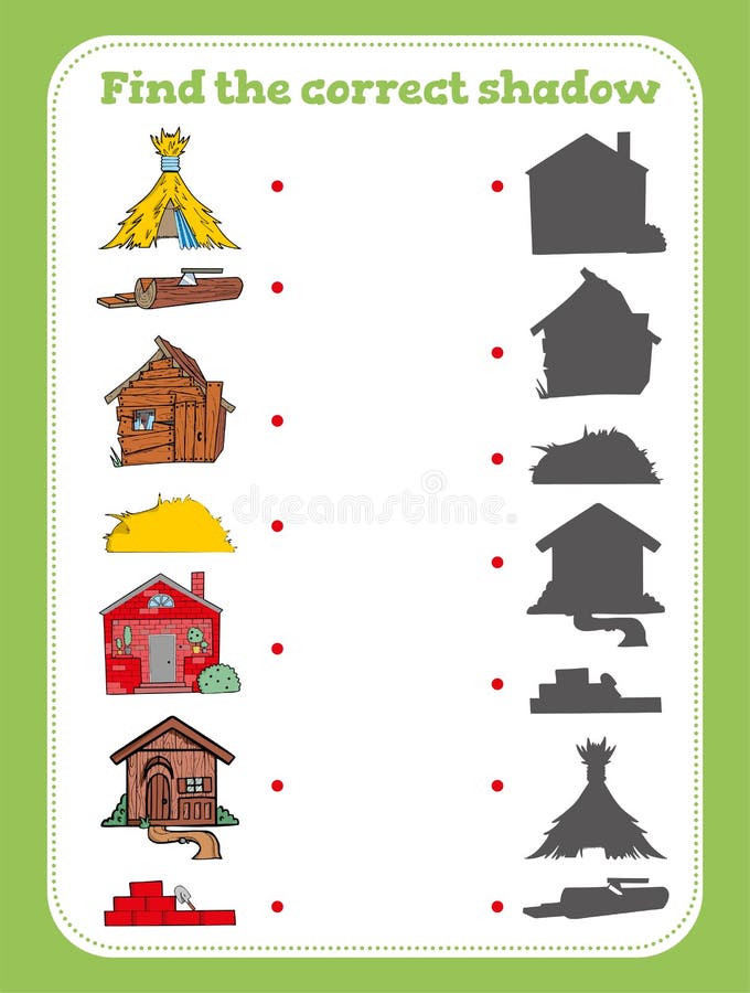 Find the Correct Shadow. Educational Game for Children. Cartoon Vector ...