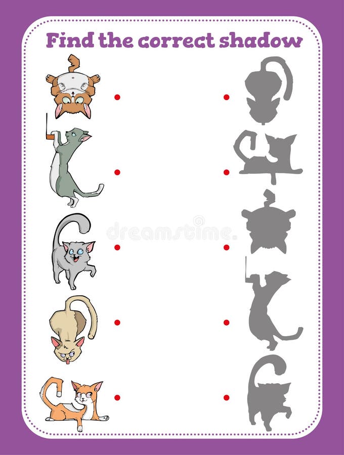 Find the Correct Shadow. Educational Game for Children Stock Vector ...