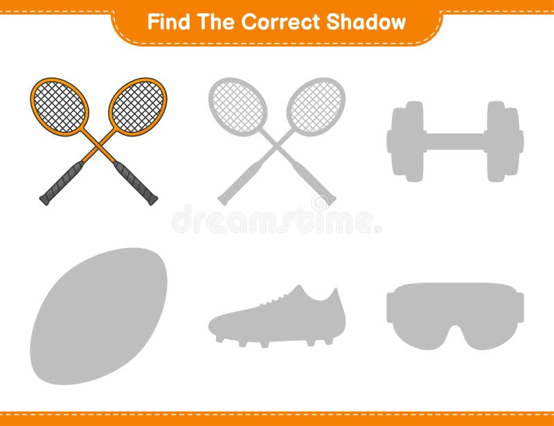 Find the Correct Shadow. Find and Match the Correct Shadow of Badminton ...
