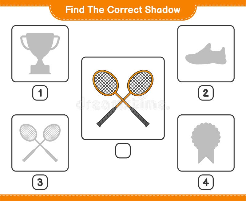 Find the Correct Shadow. Find and Match the Correct Shadow of Badminton ...