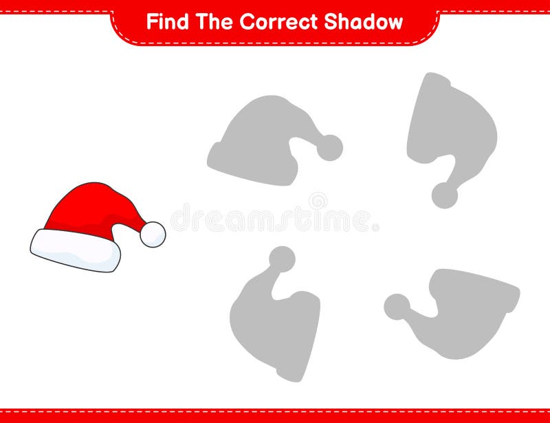 Find the Correct Shadow. Find and Match the Correct Shadow of Santa Hat ...