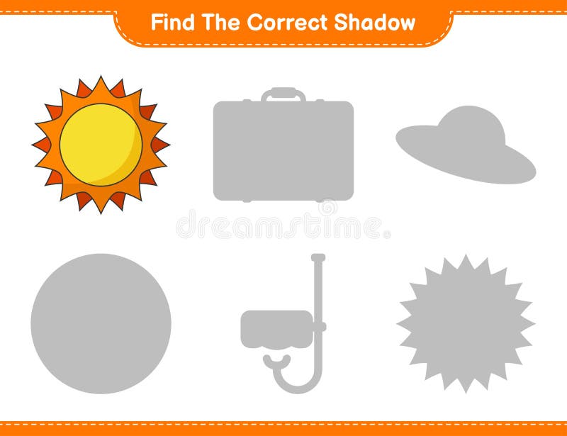 Find the Correct Shadow. Find and Match the Correct Shadow of Sun Stock ...