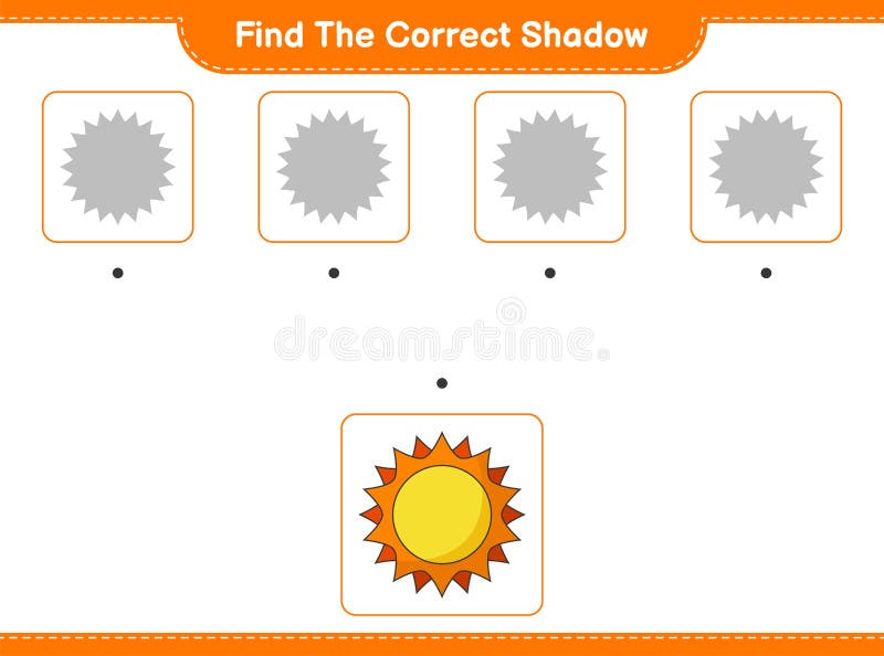 Find the Correct Shadow. Find and Match the Correct Shadow of Sun Stock ...
