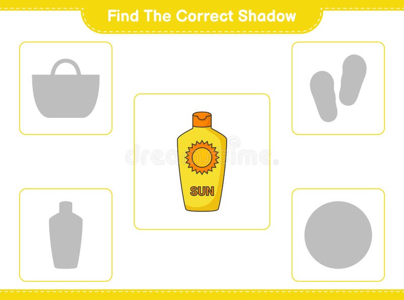 Find the Correct Shadow. Find and Match the Correct Shadow of Sunscreen ...