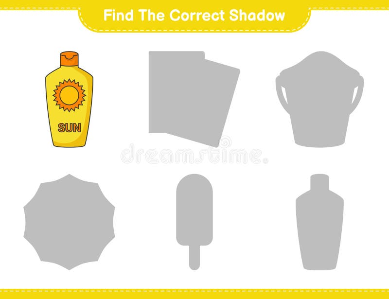 Find the Correct Shadow. Find and Match the Correct Shadow of Sunscreen ...