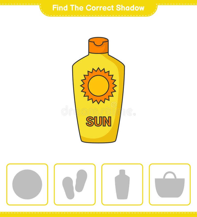 Find the Correct Shadow. Find and Match the Correct Shadow of Sunscreen ...