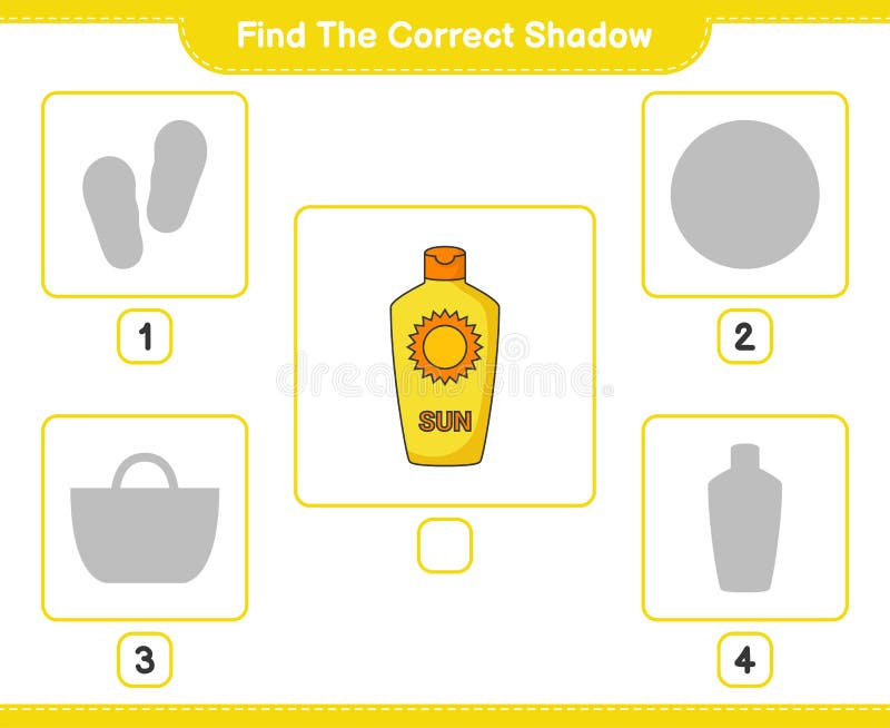 Find the Correct Shadow. Find and Match the Correct Shadow of Sunscreen ...