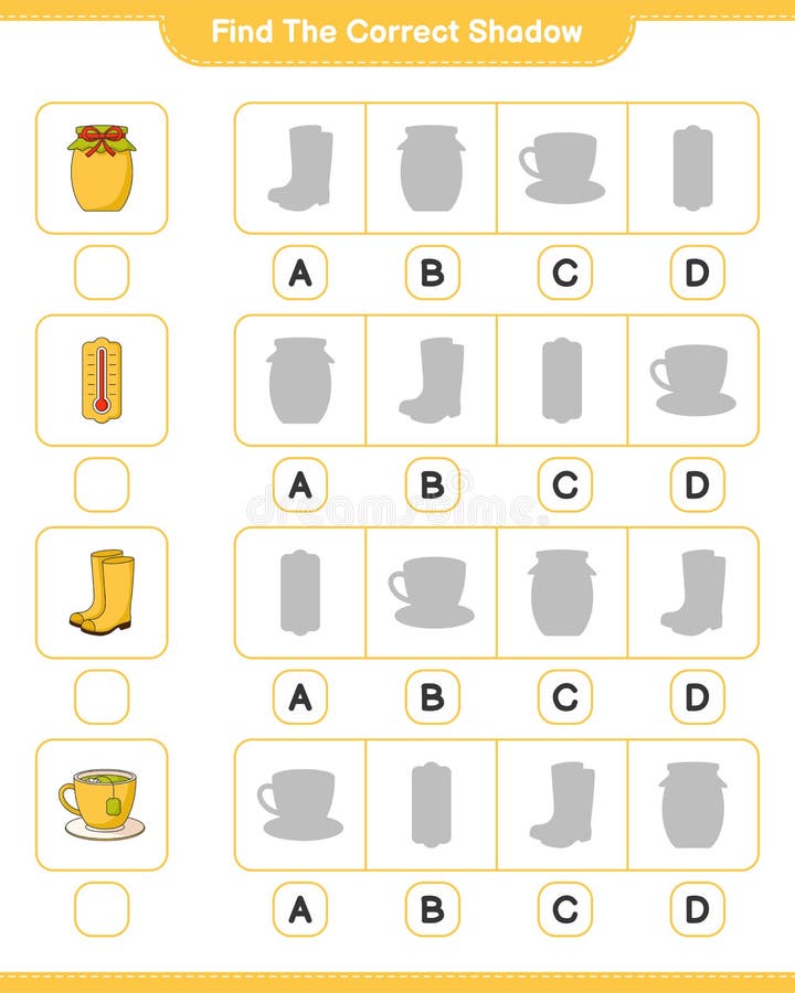 Find the Correct Shadow. Find and Match the Correct Shadow of ...
