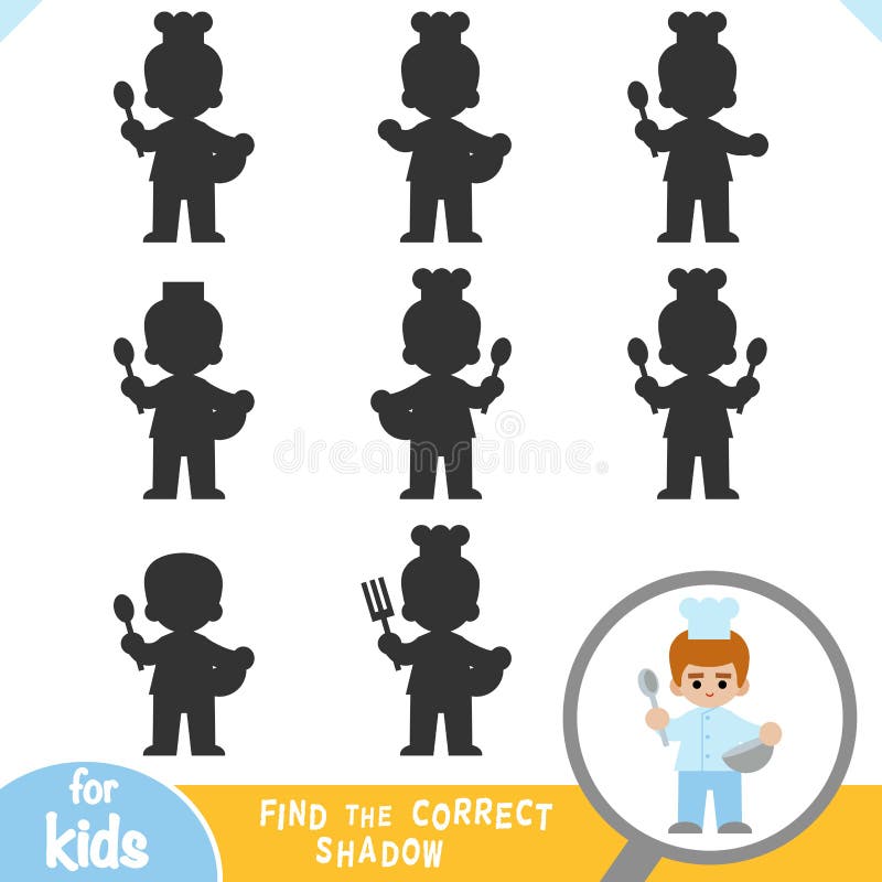 Find the Correct Shadow, Game for Children, Chef with a Bowl and a ...