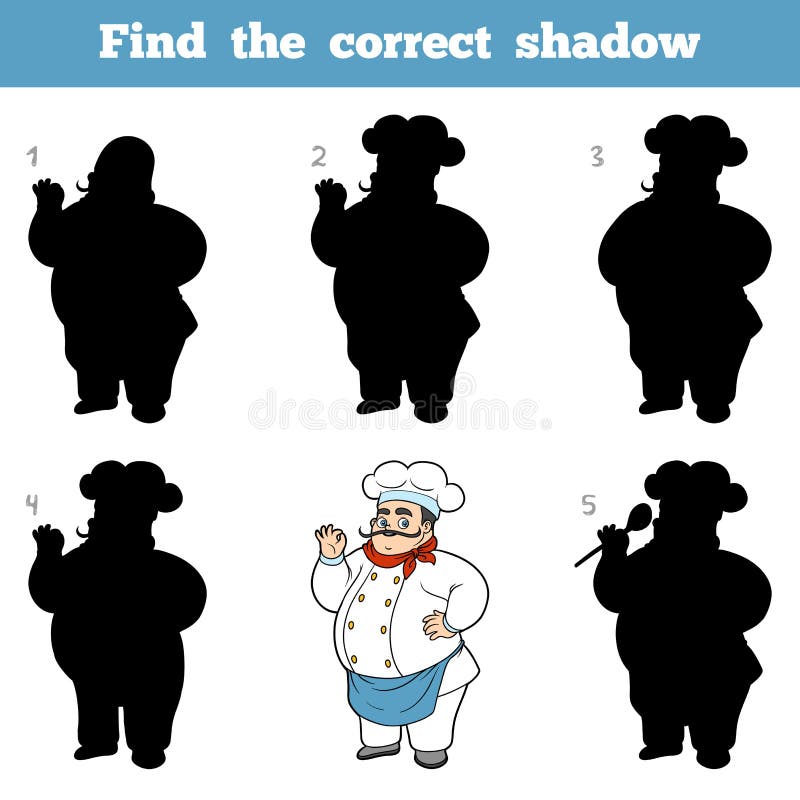 Find the Correct Shadow, Game for Children, Chef Stock Vector ...